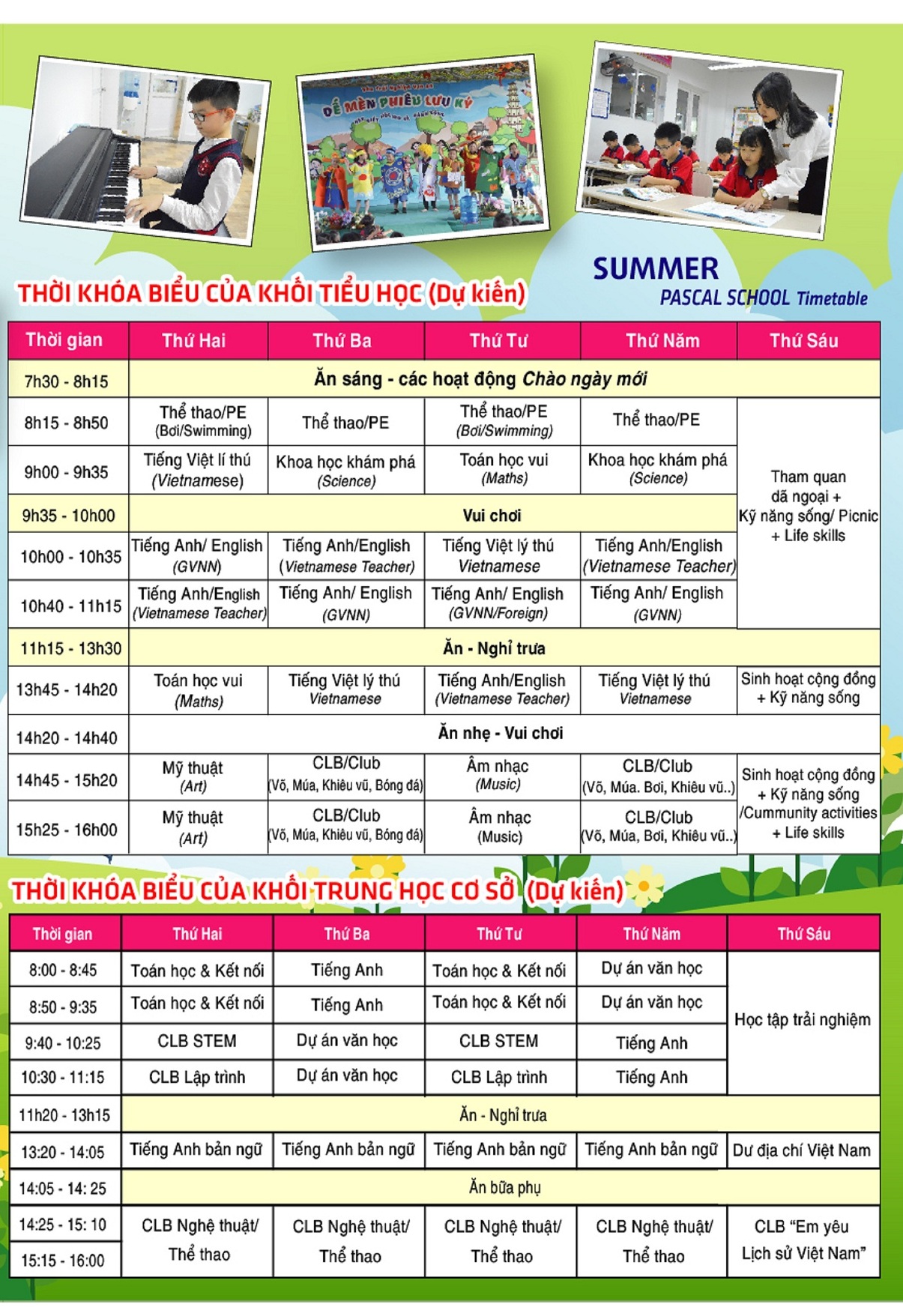 Chương trình và học phí Trại hè Pascal 2019